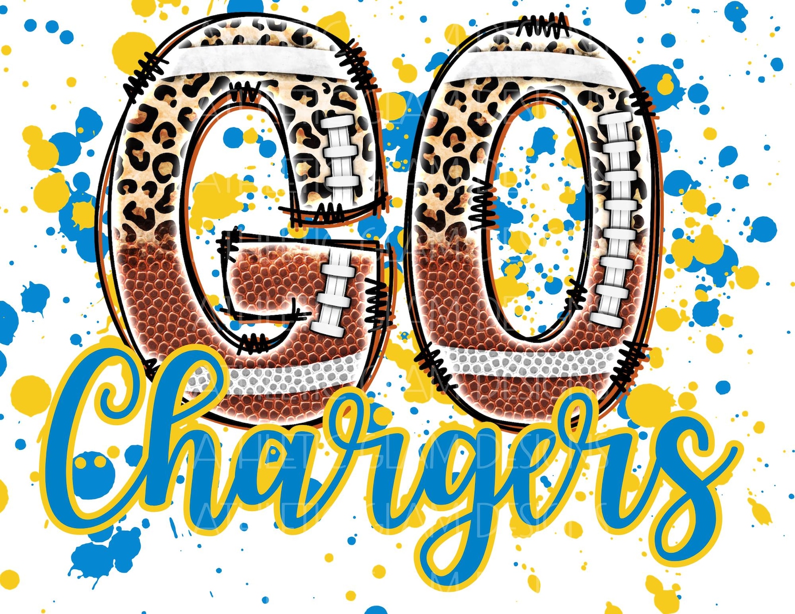 Go Chargers Leopard Football Sports Splatter PNG Digital Download - Etsy