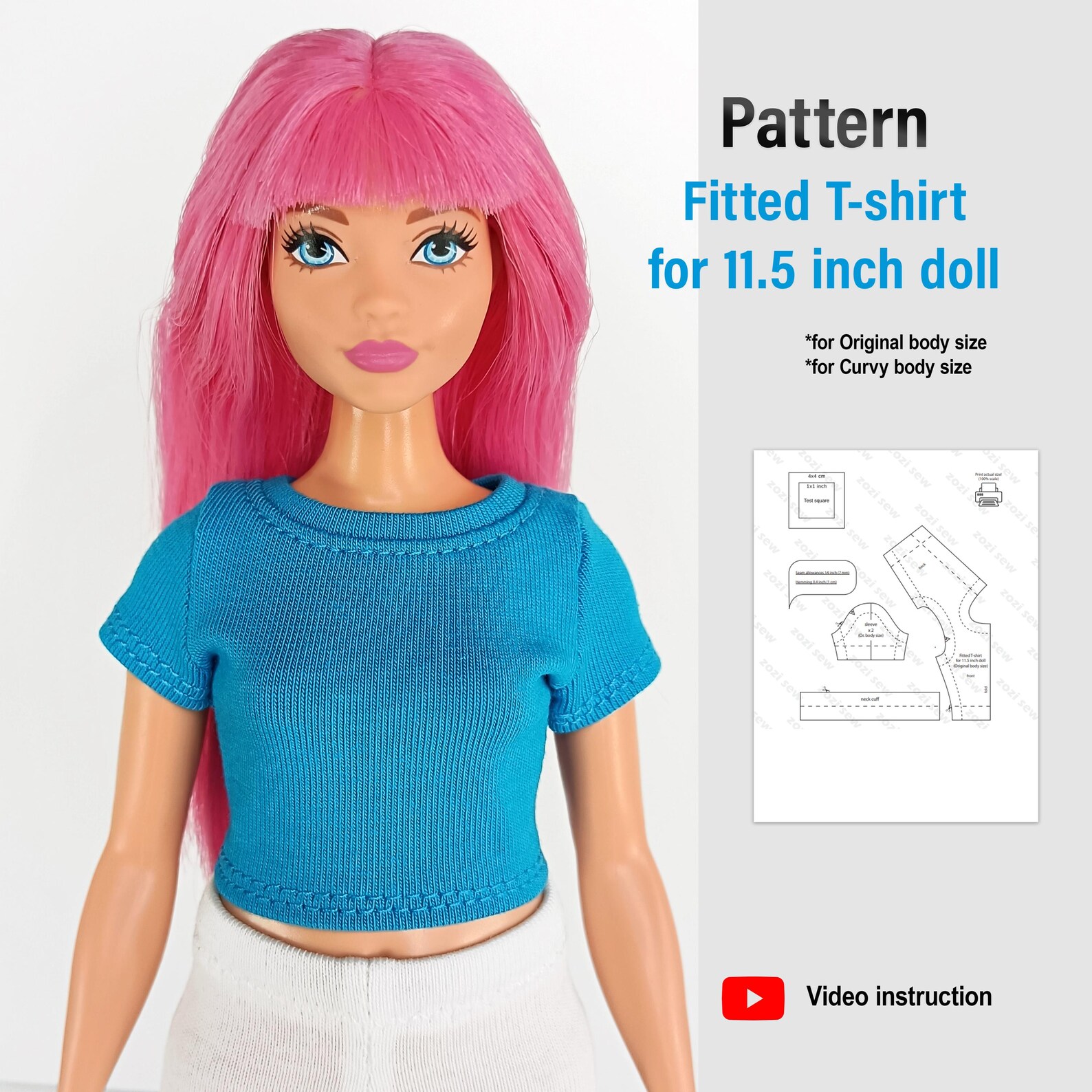 PDF Pattern Fitted T-shirt for Barbie Doll - Etsy