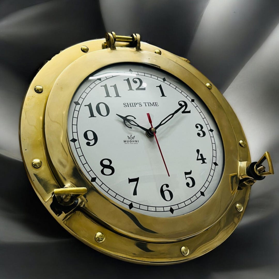 Brass Porthole Clock 12" Maritime Finish – Nautical Ship Wall Decor ...