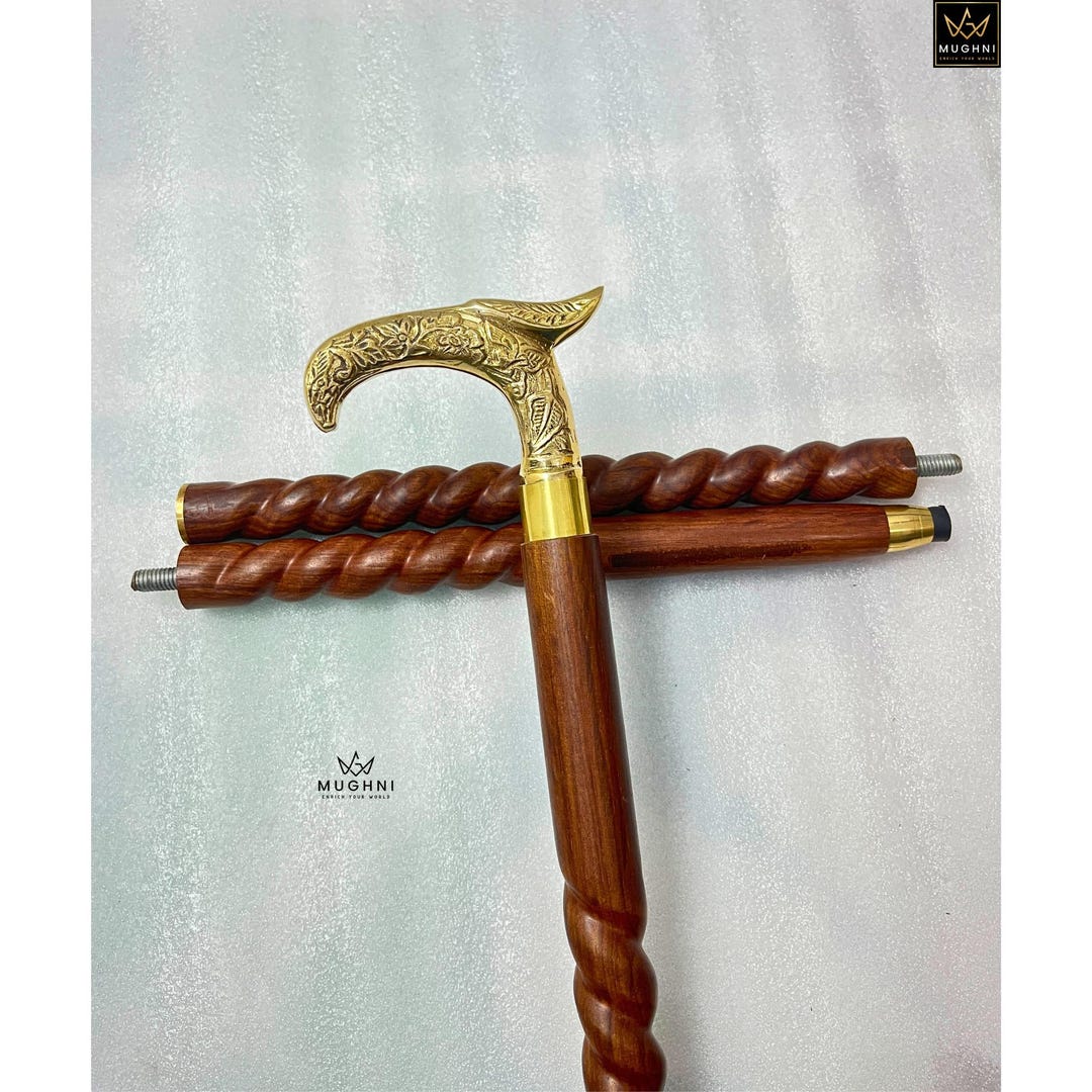 Walking Cane Wooden Shaft With Brass Handle | Handcrafted Gentlemen ...