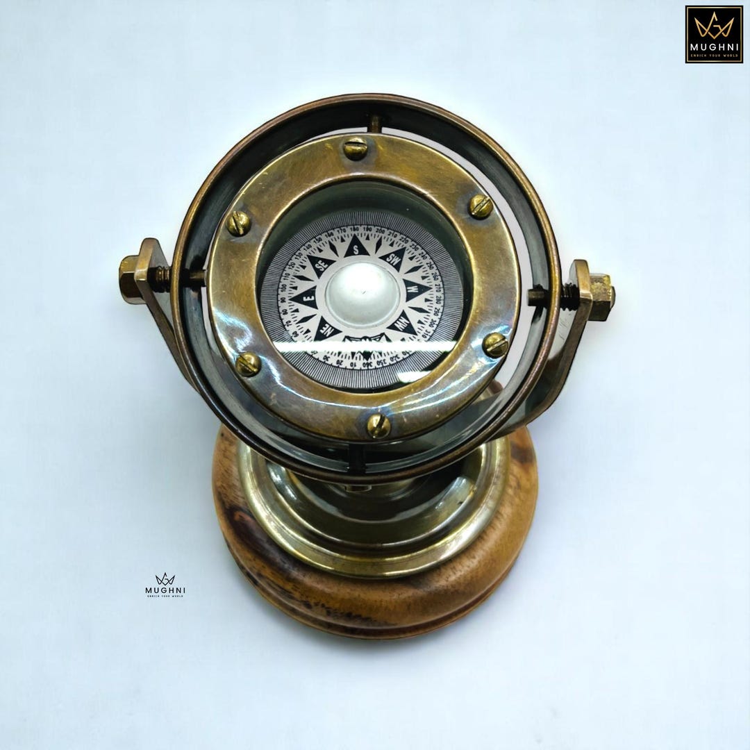 Brass Gimbal Compass in Binnacle Antique Finish Nautical Ship Decor ...