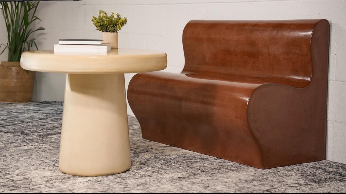 Handmade Tadelakt Plaster Bench in Manganese Brown - Etsy