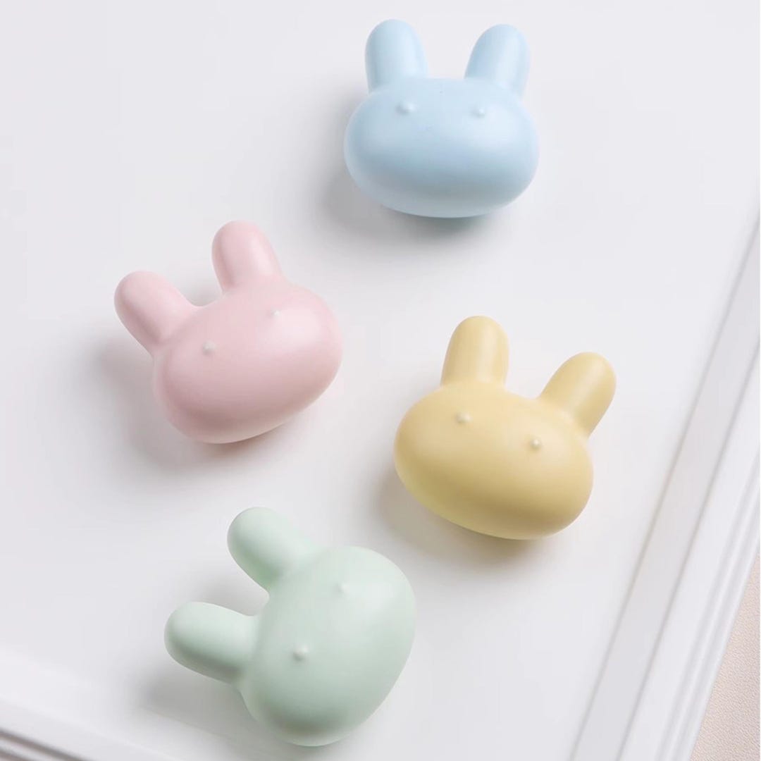 Cute Rabbit Ceramic Knobs, Cabinet Knobs/pulls/handles, Nursery Dresser Knobs, Closet Knobs for ...