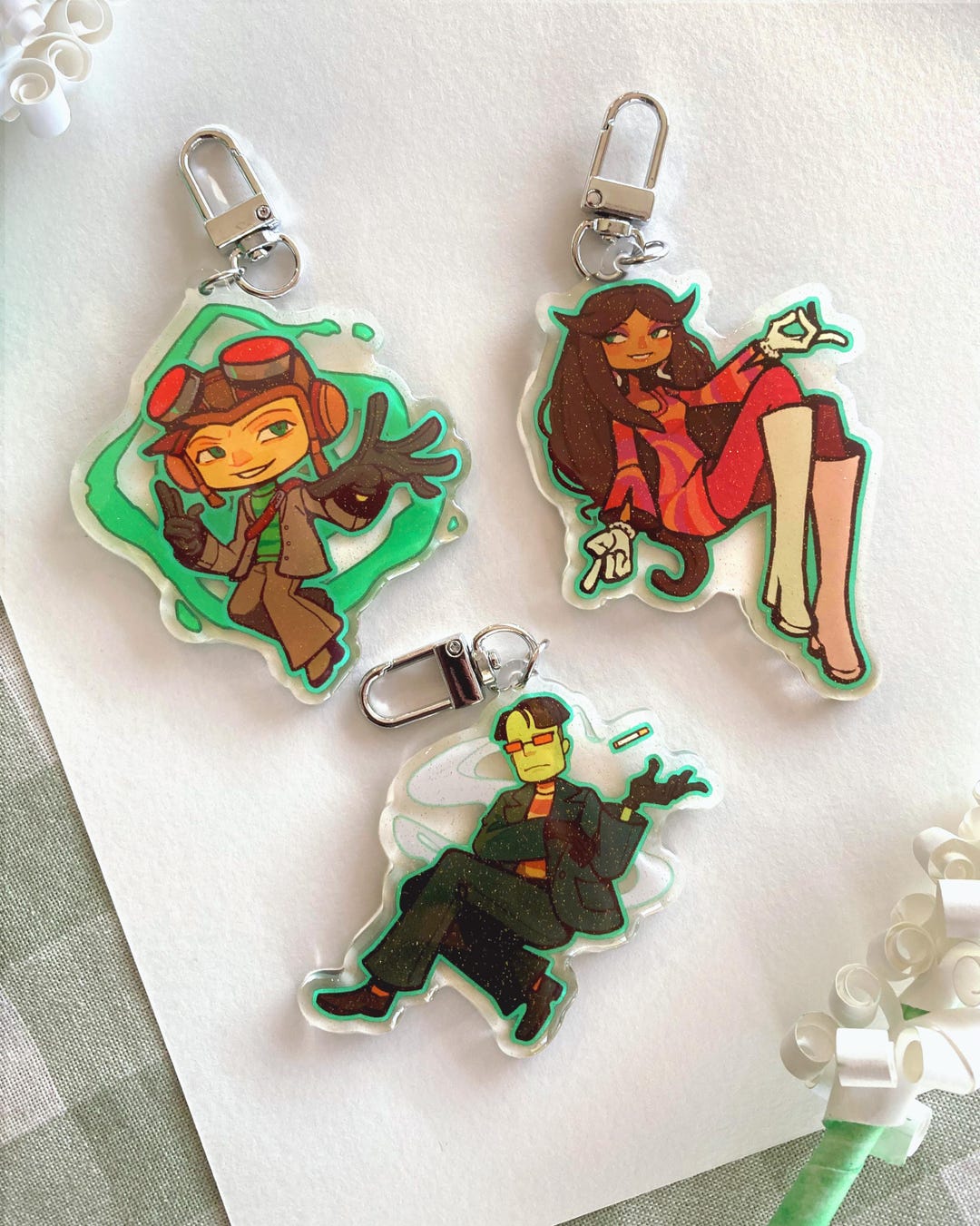 Psychonauts Glitter Epoxy Keychains - Raz, Sasha, Milla - Etsy