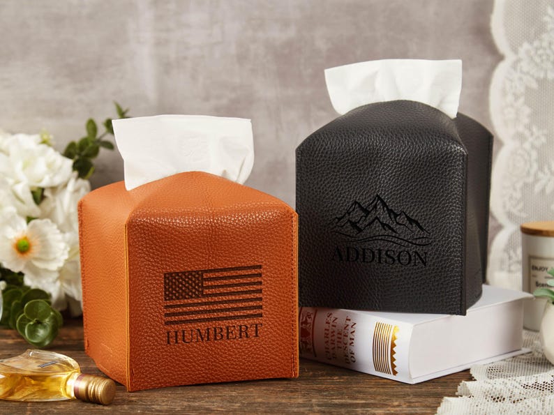 Customized PU Leather Square Tissue Box,tissue Case Cover With Name ...