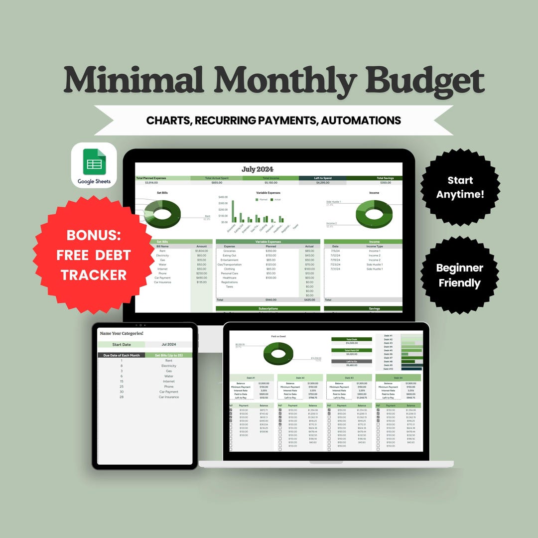 Weekly Budget, Spreadsheet Template, Savings Tracker, Monthly Budget ...