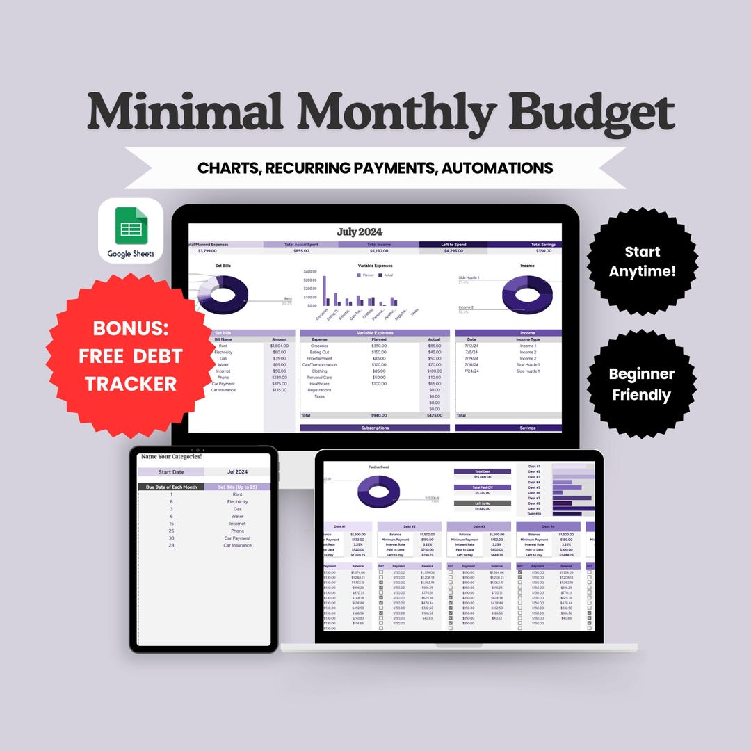 Weekly Budget, Spreadsheet Template, Savings Tracker, Monthly Budget ...