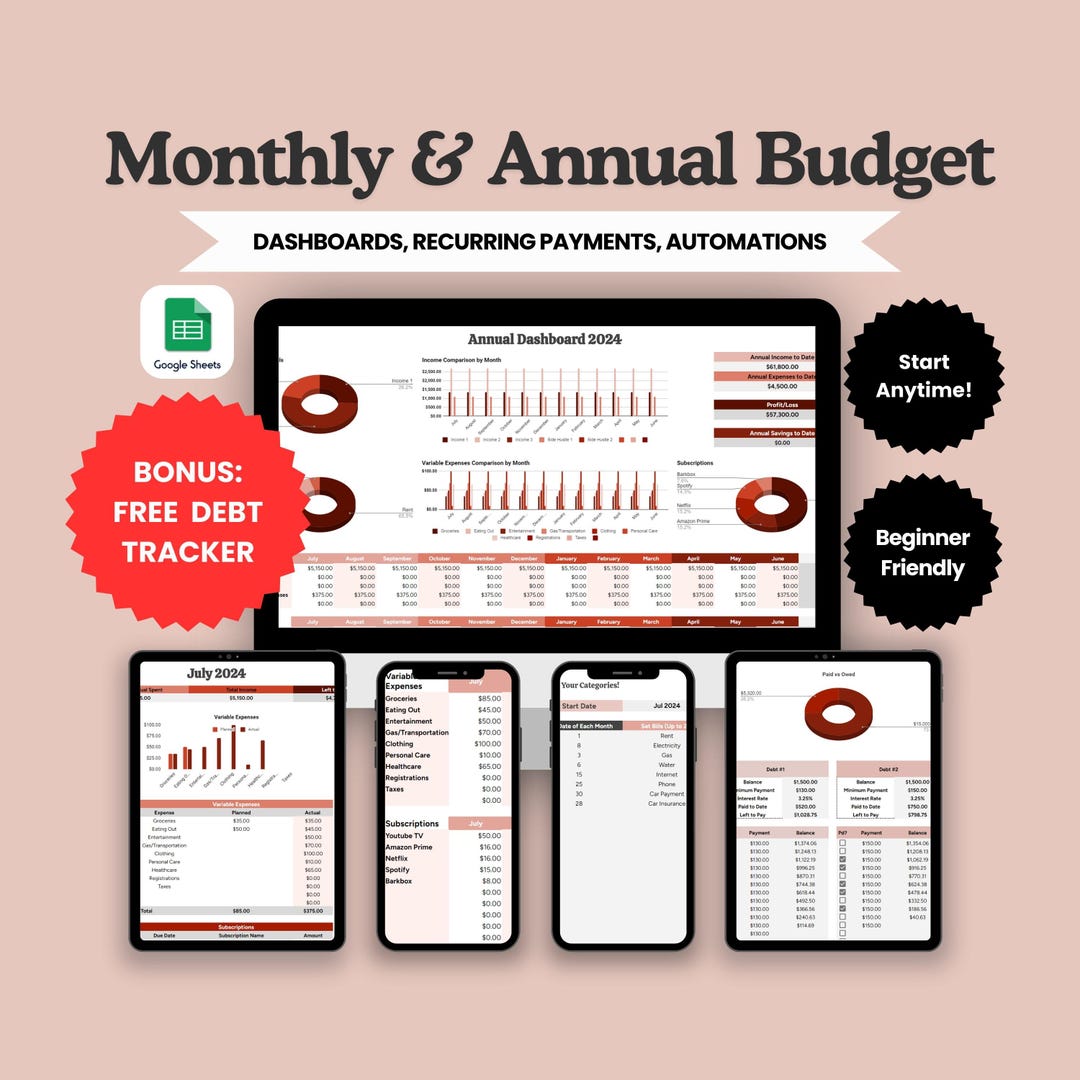 Spreadsheet Template, Google Sheets Template, Subscription Tracker ...
