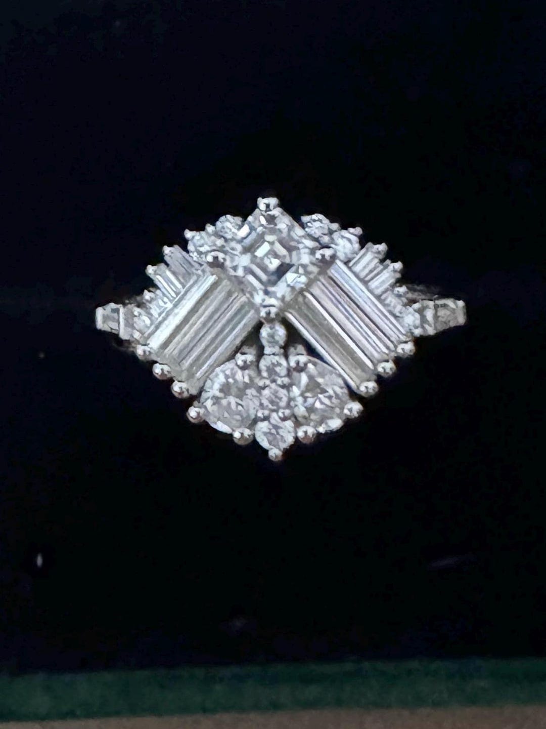 Art Deco Engagement Ring GRA Certified Moissanite Multi-stone 925 Ring ...