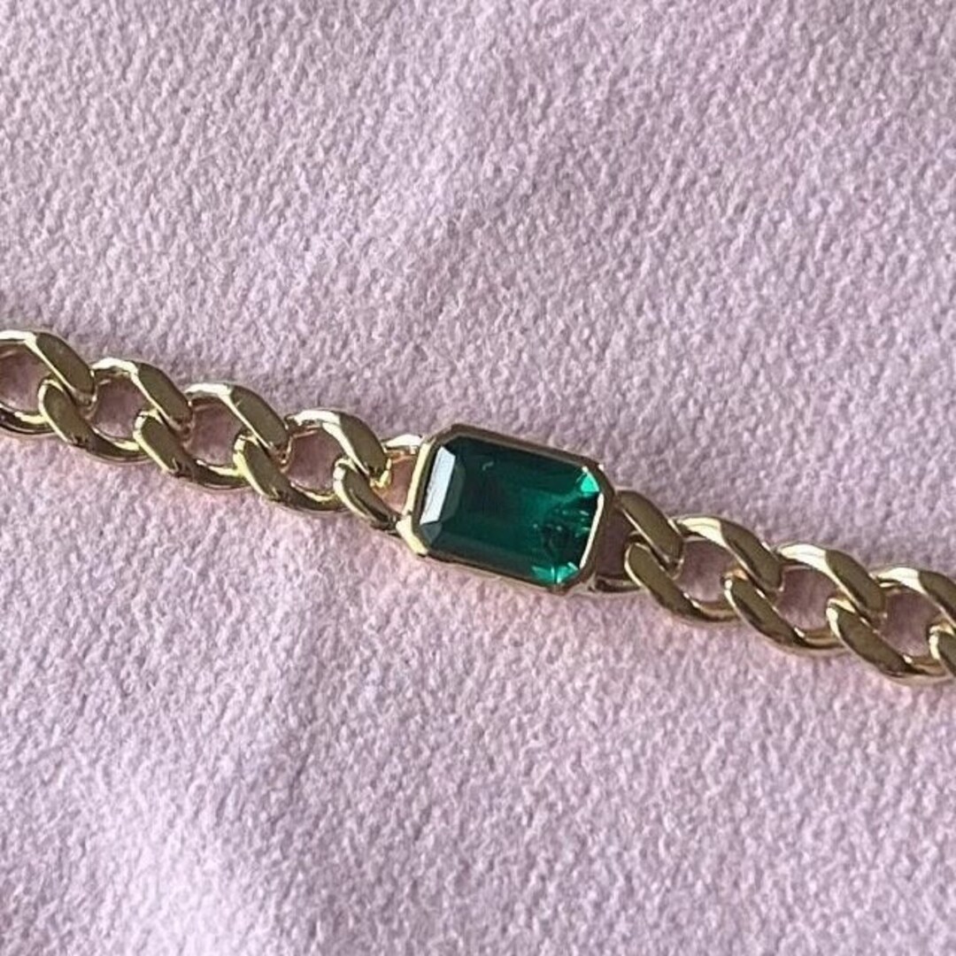 Emerald Gold Bracelet Chain Link Solid 10k Yellow Gold. - Etsy