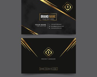 Gold Business Card, Gold Business Card Template QR Code, Instant ...
