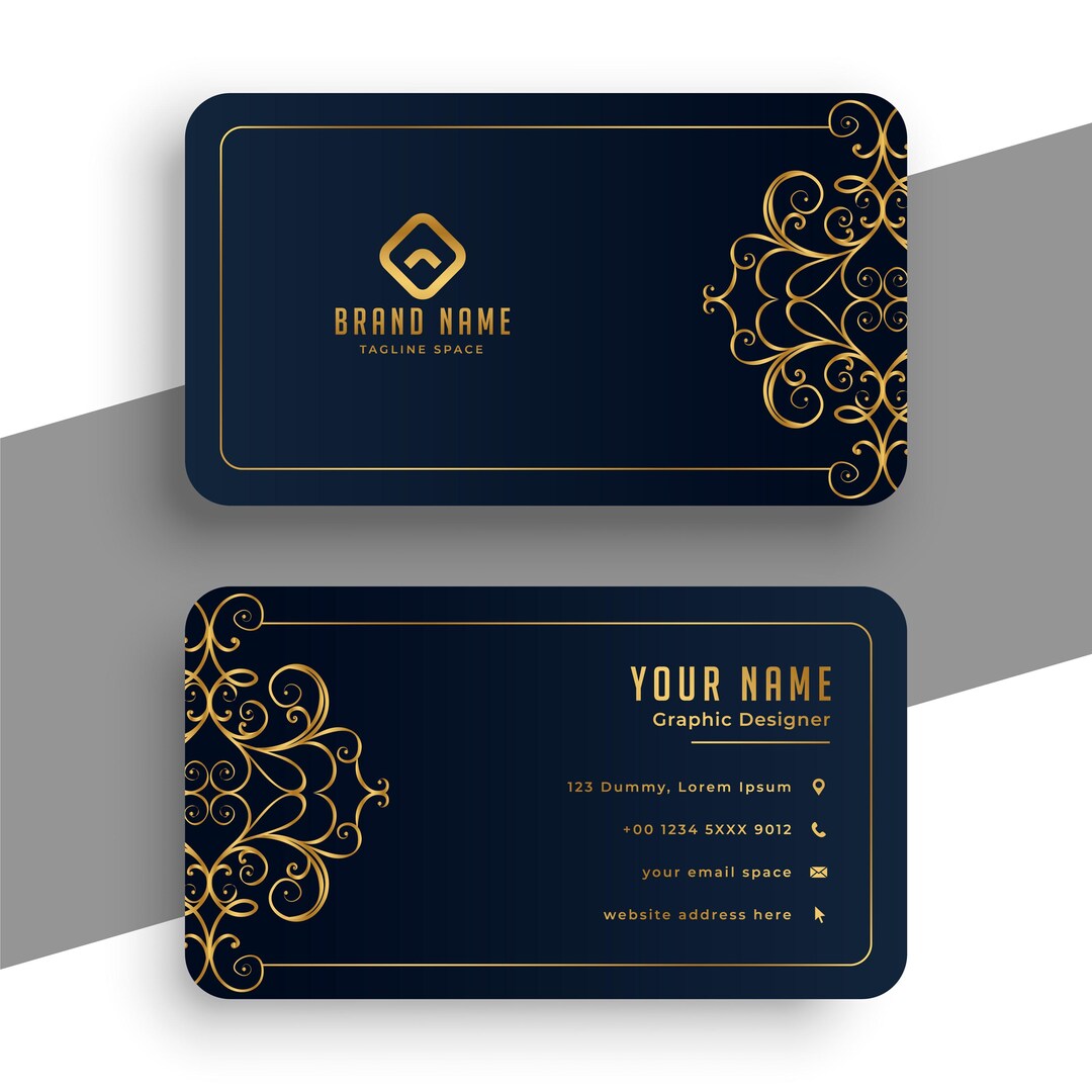 Gold Business Card, Gold Business Card Template QR Code, Instant ...