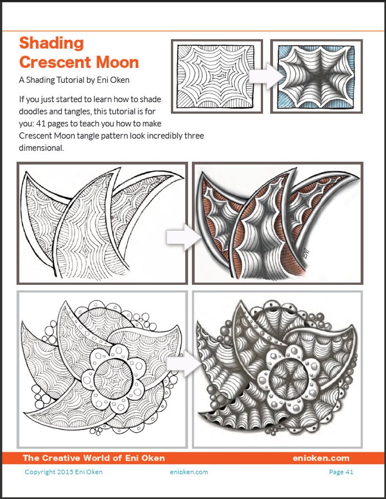 3D Zentangle: Shading Crescent Moon PDF Ebook - Etsy