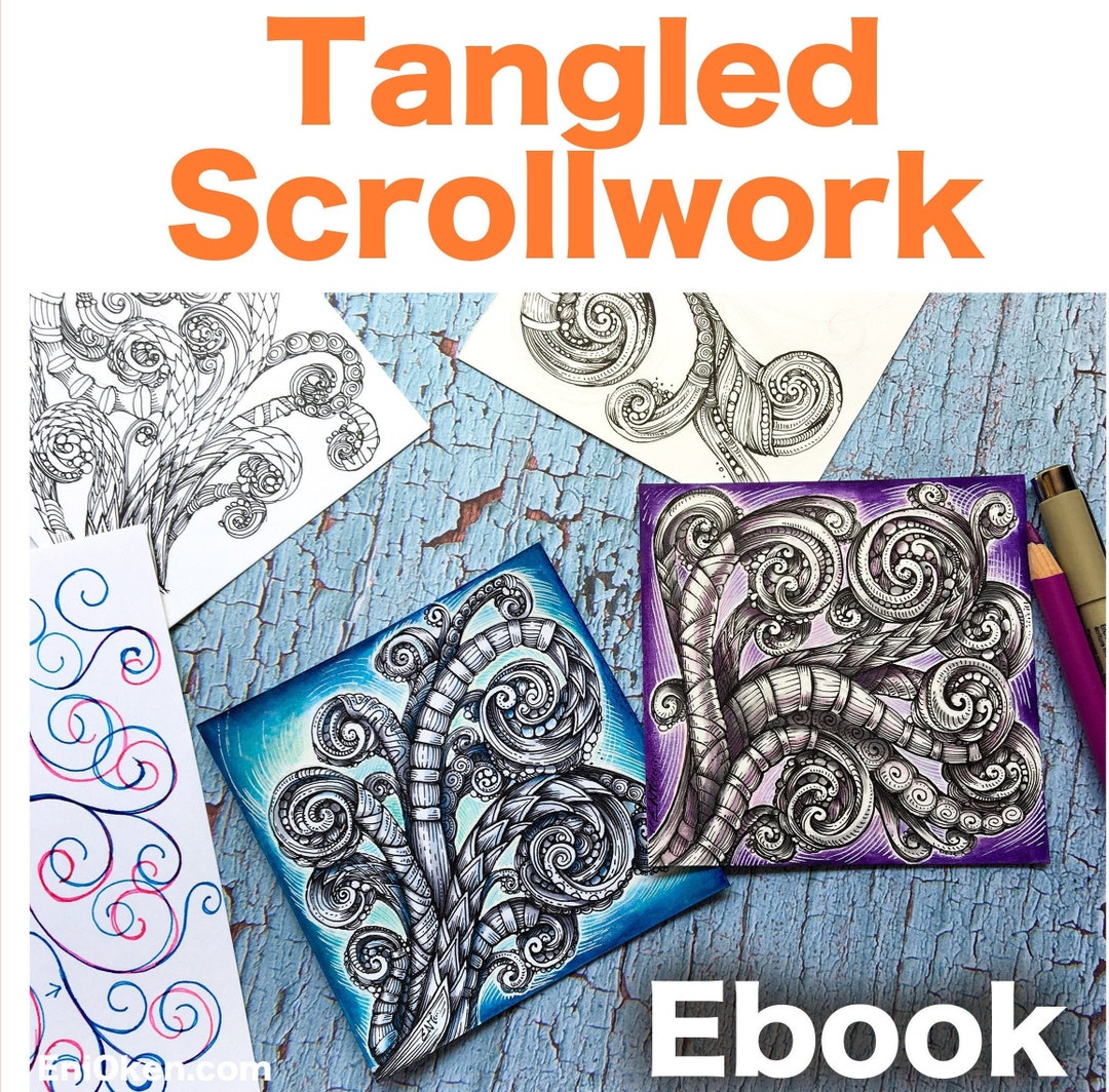 Tangled Scrollwork "video to Ebook" - Download PDF Tutorial Ebook - Etsy