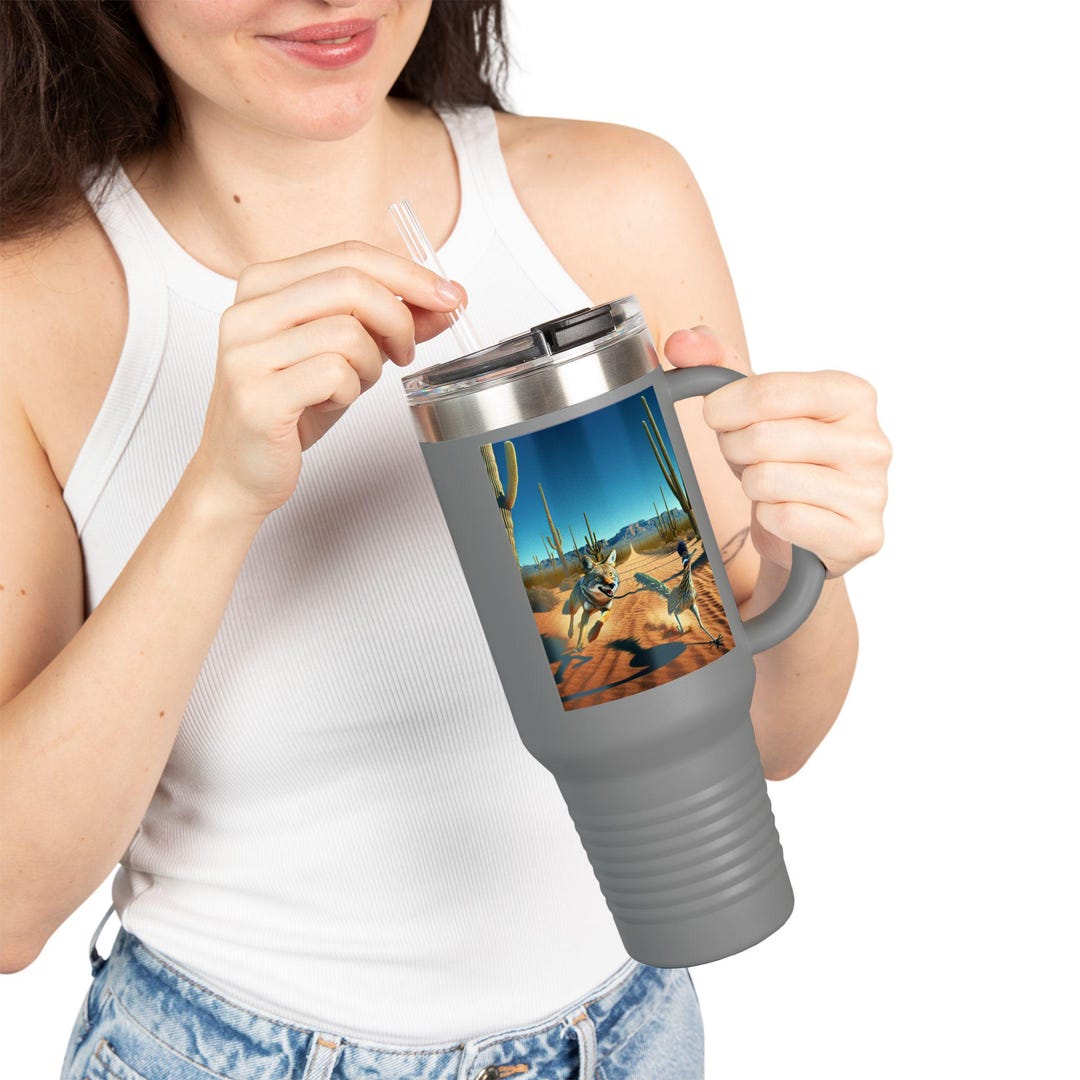 Desert Coyote Roadrunner Insulated Travel Mug, Southwestern Wildlife ...