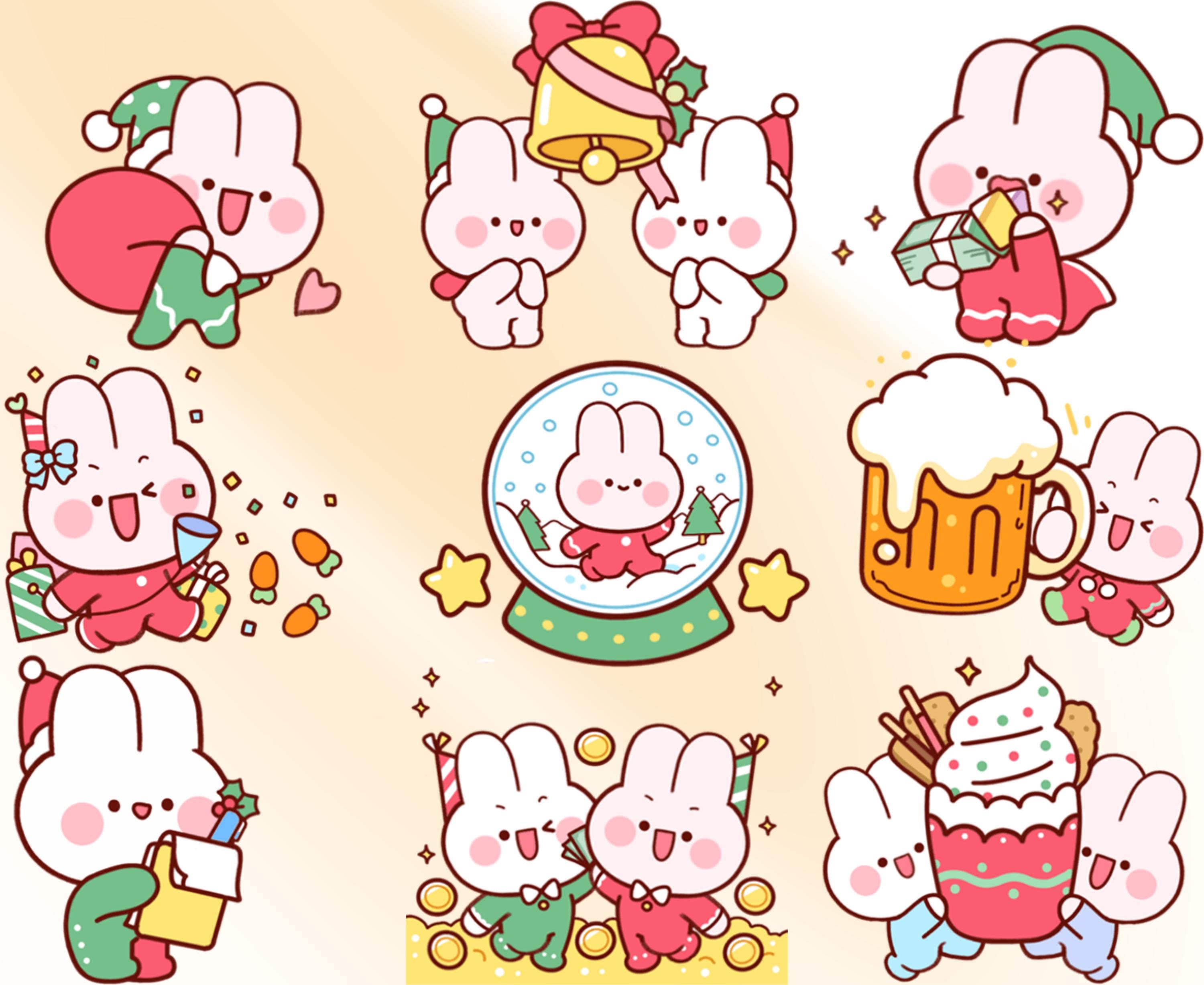 Christmas Bunny Clipart, PNG Clip Art Graphics, Printable Art, Instant ...