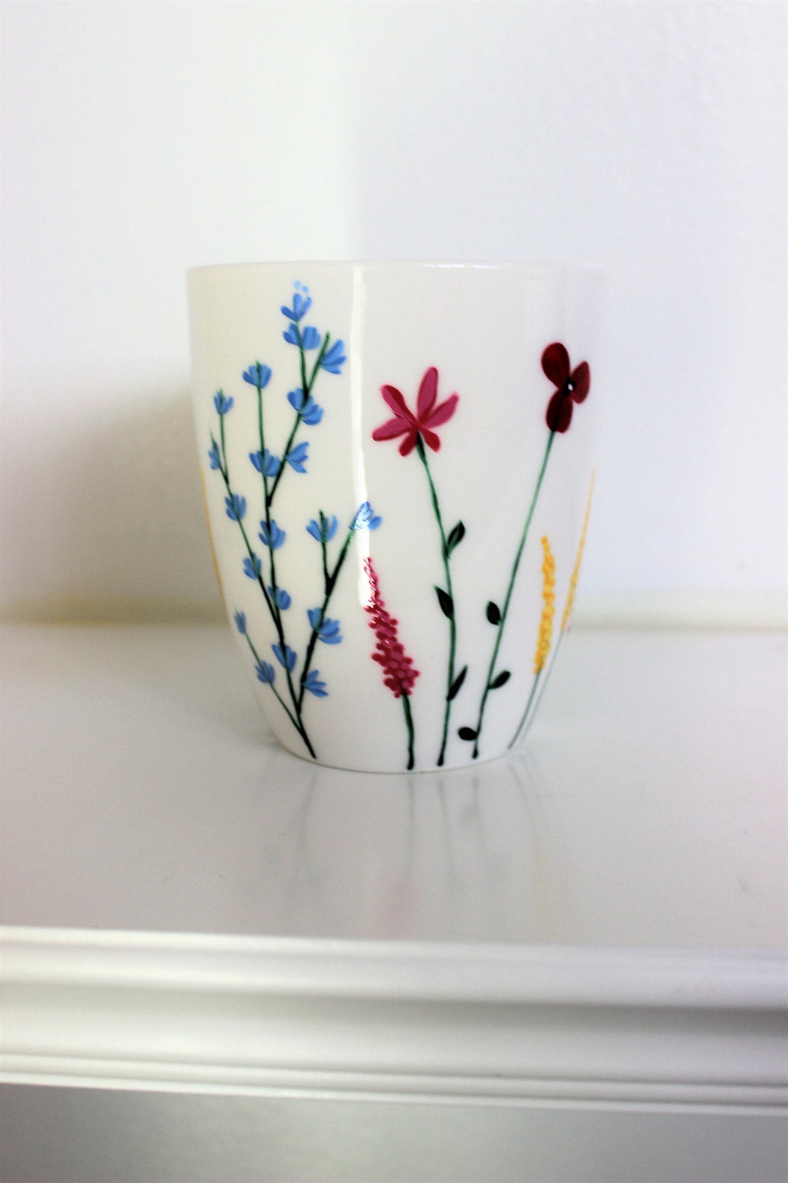 Painted Coffee Mug With Wild Flowers Floral Coffee Mug - Etsy