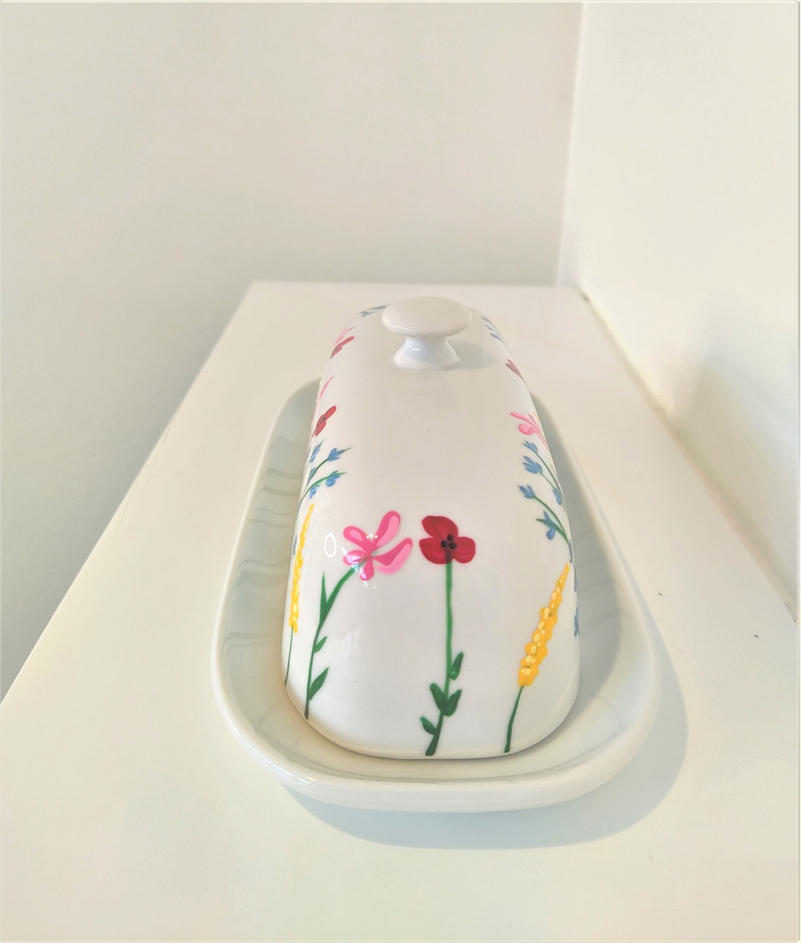 Hand Painted Butter Dish With Wild Flowers House Warming Gift - Etsy