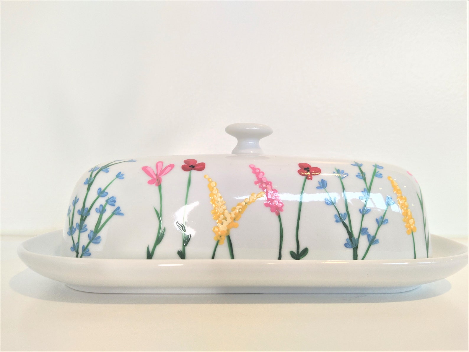 Hand Painted Butter Dish With Wild Flowers House Warming Gift - Etsy