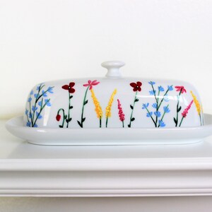 Hand Painted Butter Dish With Wild Flowers House Warming Gift - Etsy