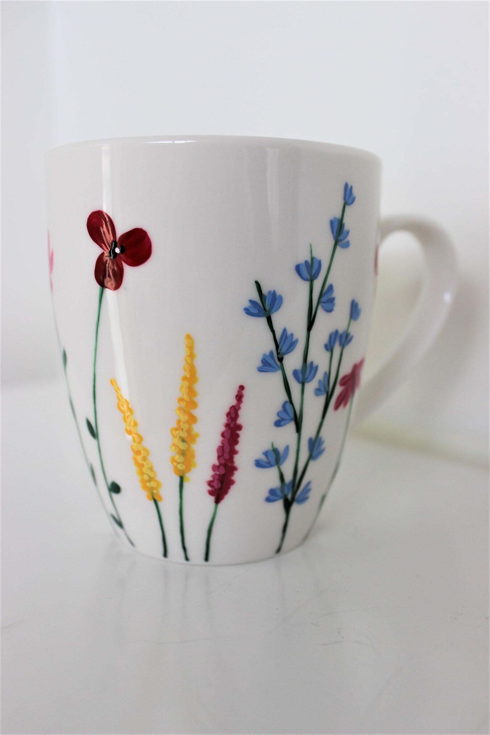 Painted Coffee Mug With Wild Flowers Floral Coffee Mug - Etsy