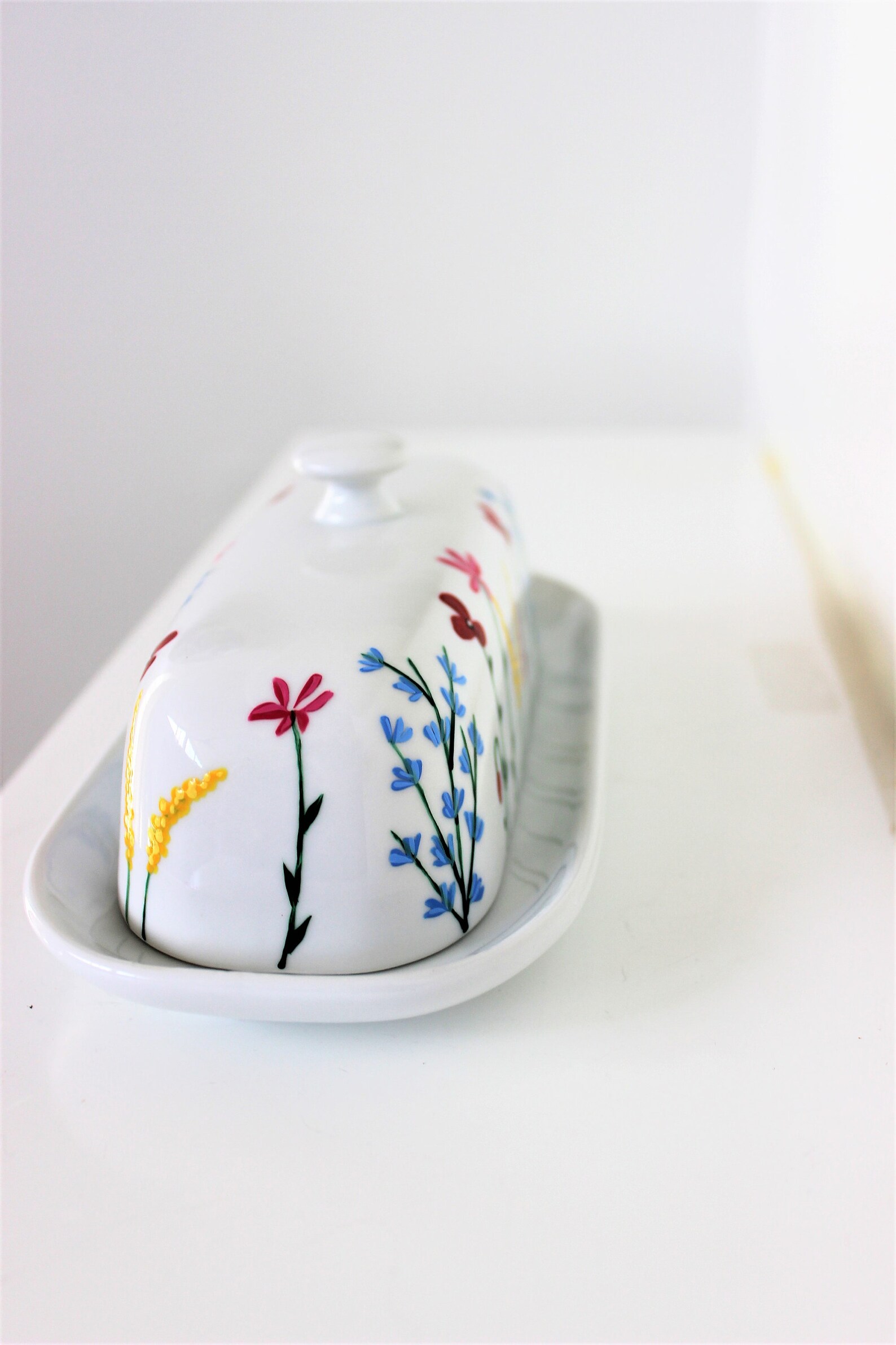 Hand Painted Butter Dish With Wild Flowers House Warming Gift - Etsy