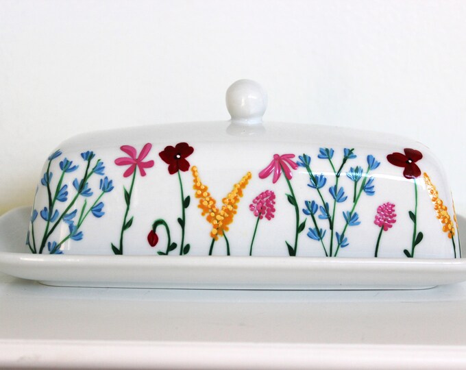 Hand Painted Butter Dish With Wild Flowers, House Warming Gift - Etsy