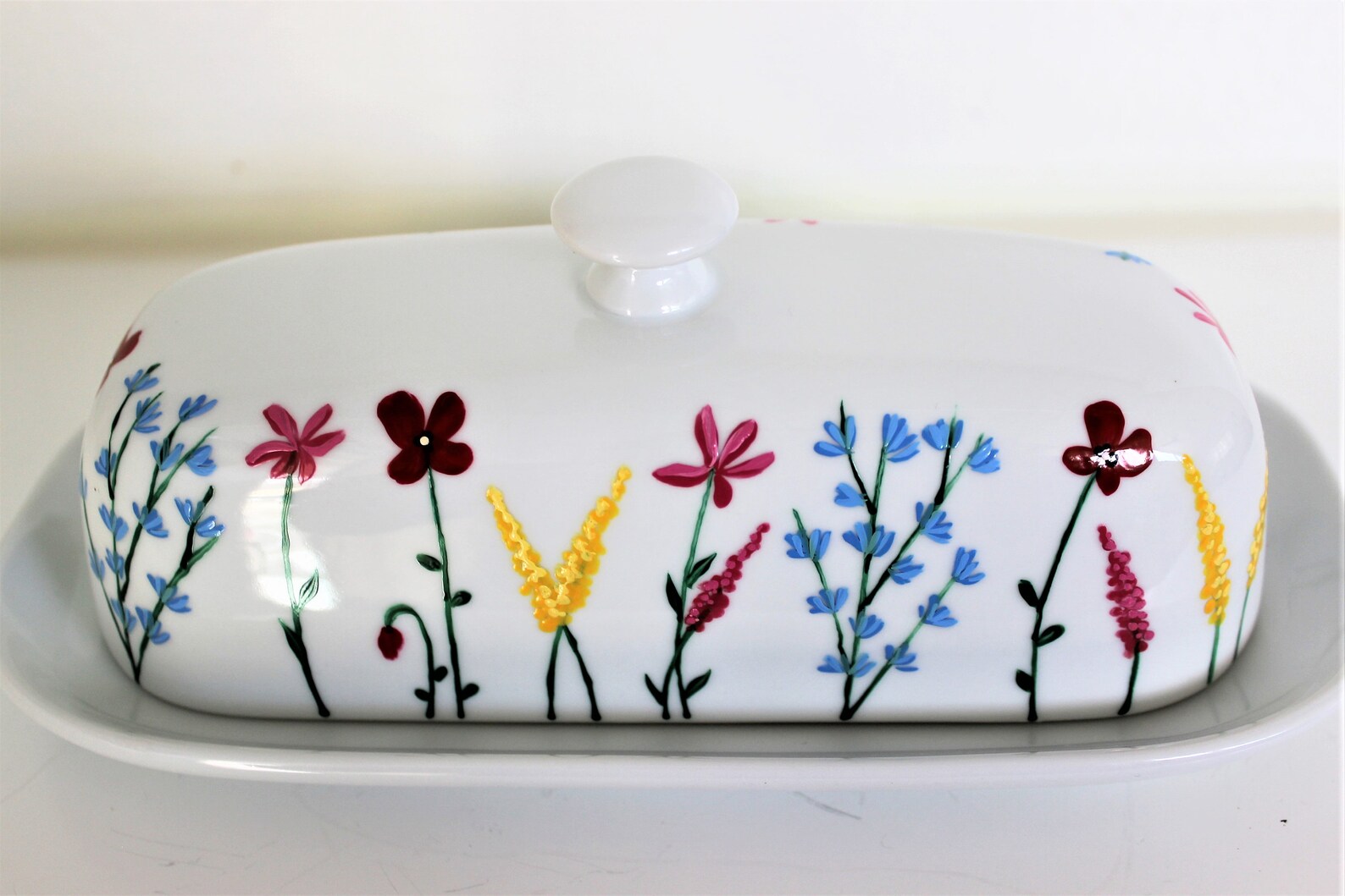 Hand Painted Butter Dish With Wild Flowers House Warming Gift - Etsy