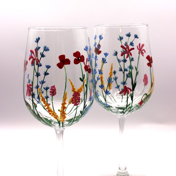 Hand Painted Wine Glasses - Etsy