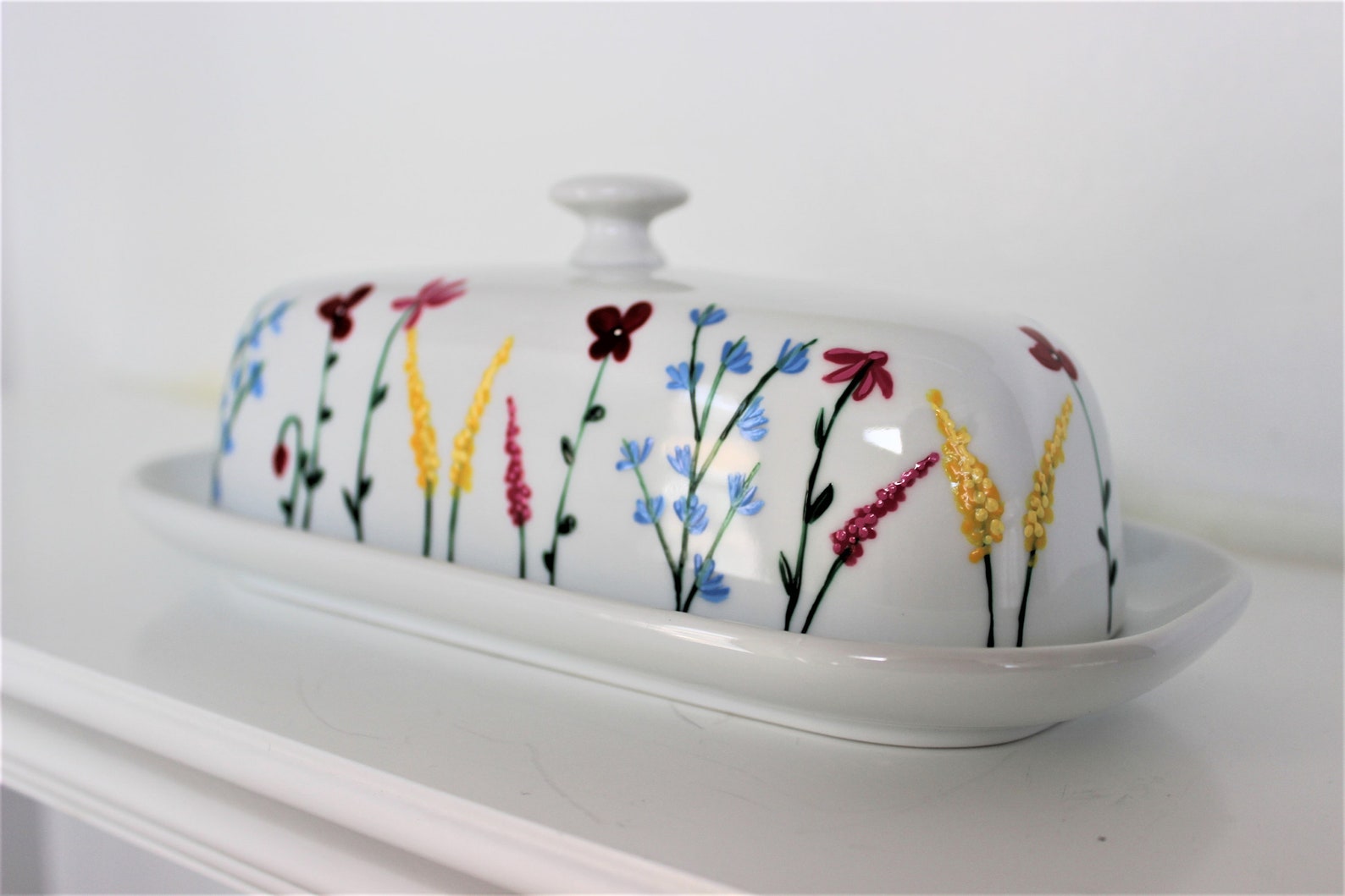 Hand Painted Butter Dish With Wild Flowers House Warming Gift - Etsy