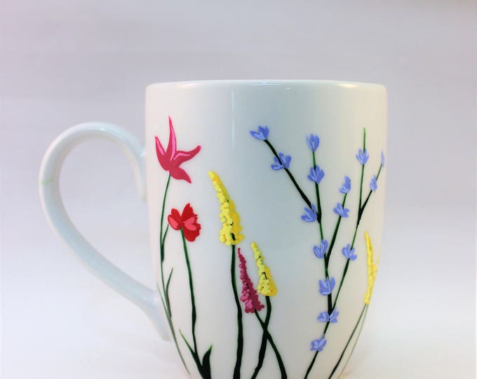 Painted Coffee Mug With Wild Flowers Floral Coffee Mug | Etsy