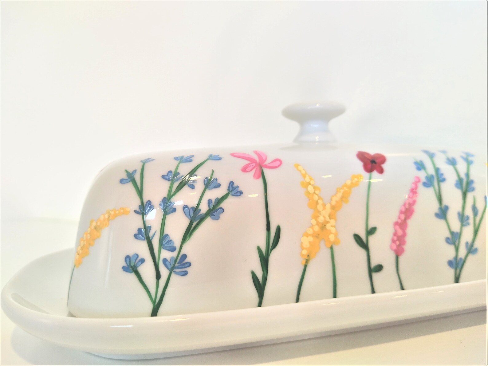 Hand Painted Butter Dish With Wild Flowers House Warming Gift - Etsy