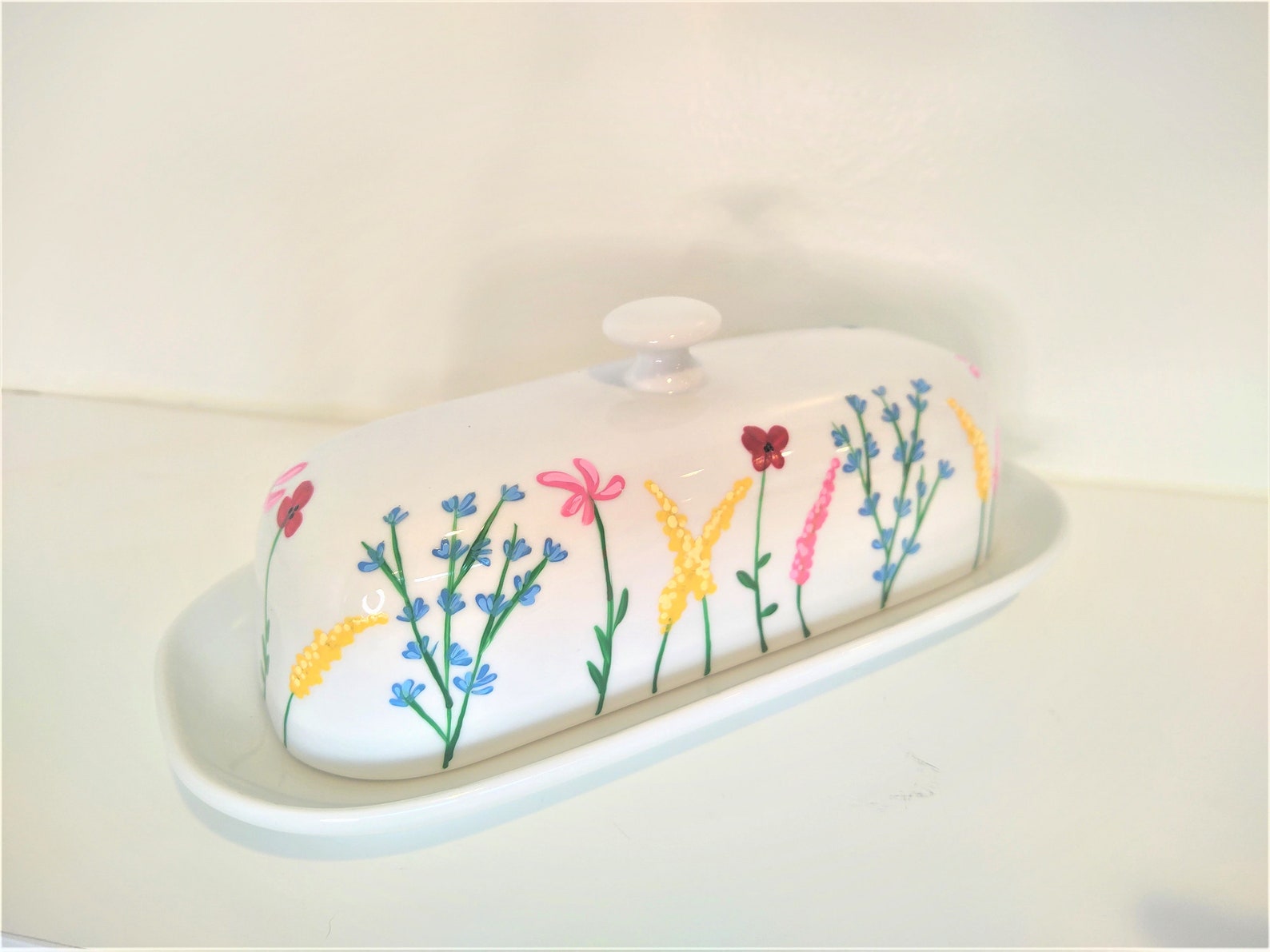 Hand Painted Butter Dish With Wild Flowers House Warming Gift - Etsy