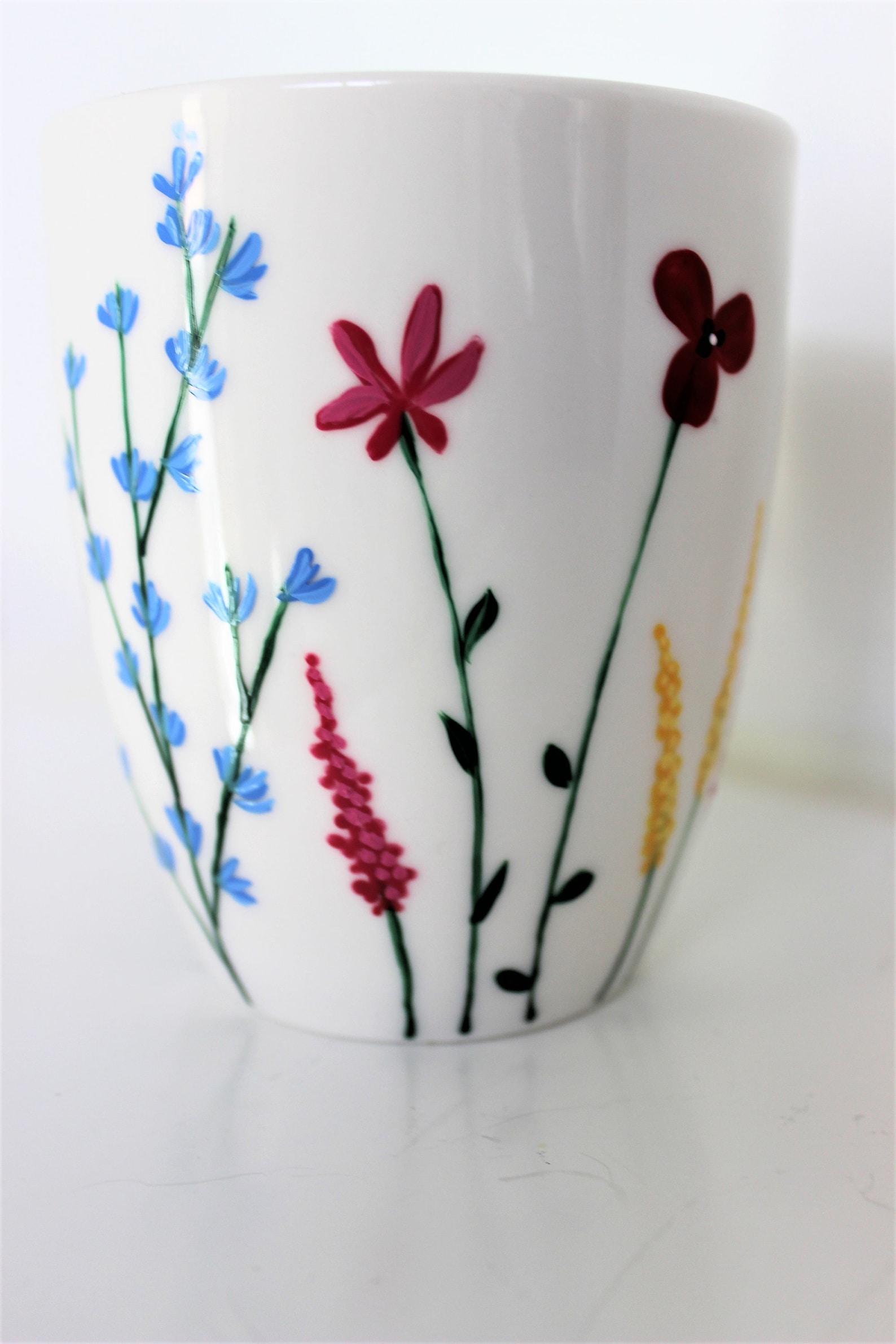 Painted Coffee Mug With Wild Flowers Floral Coffee Mug - Etsy