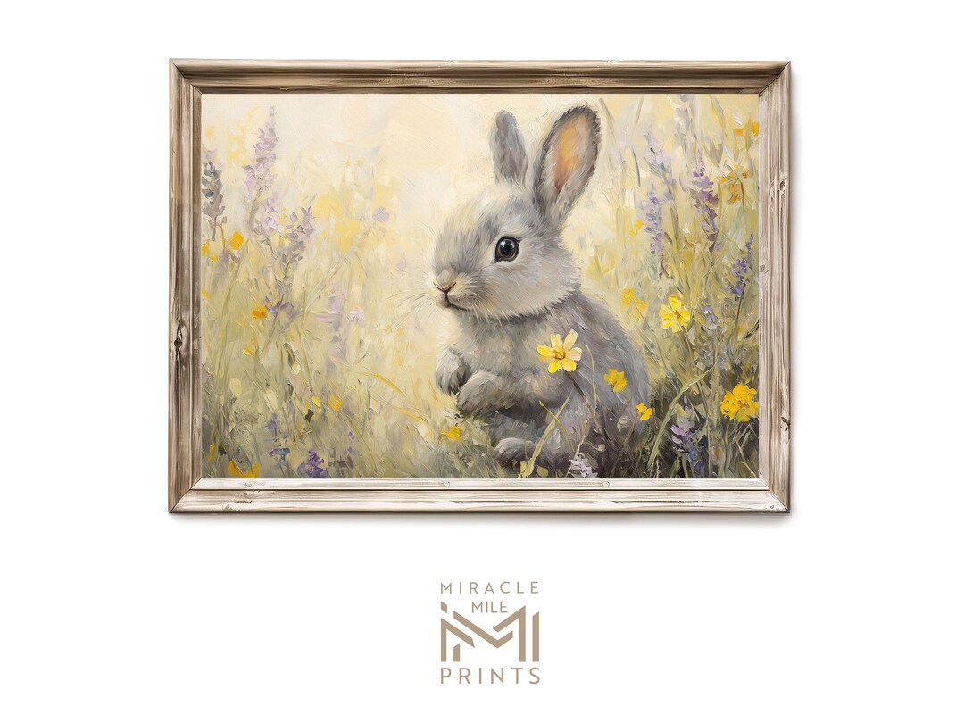 Vintage Spring Bunny Print, Country Easter Wall Art - Etsy