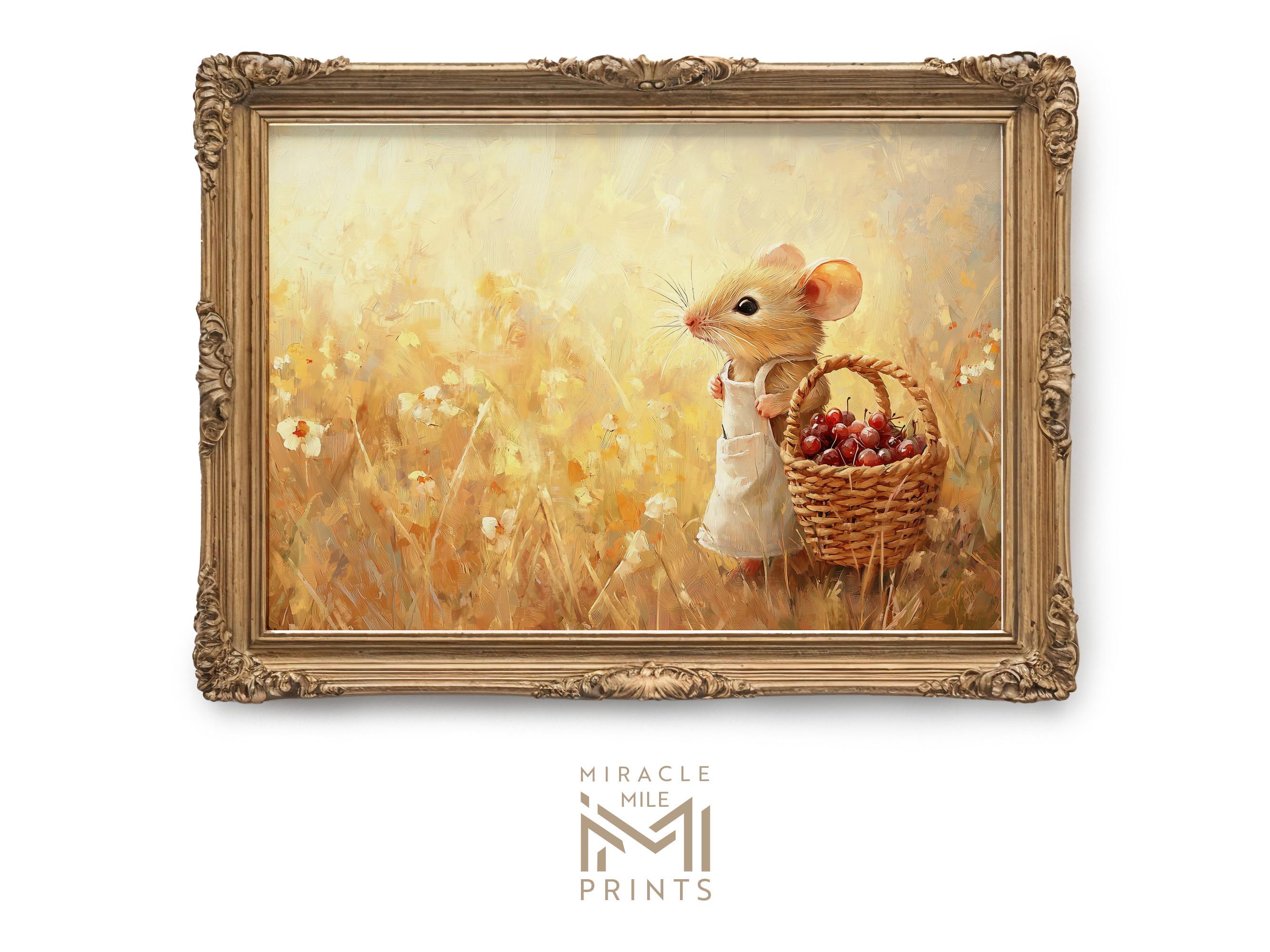 Printable Storybook Mouse Wall Art, Vintage Oil Painting Digital ...