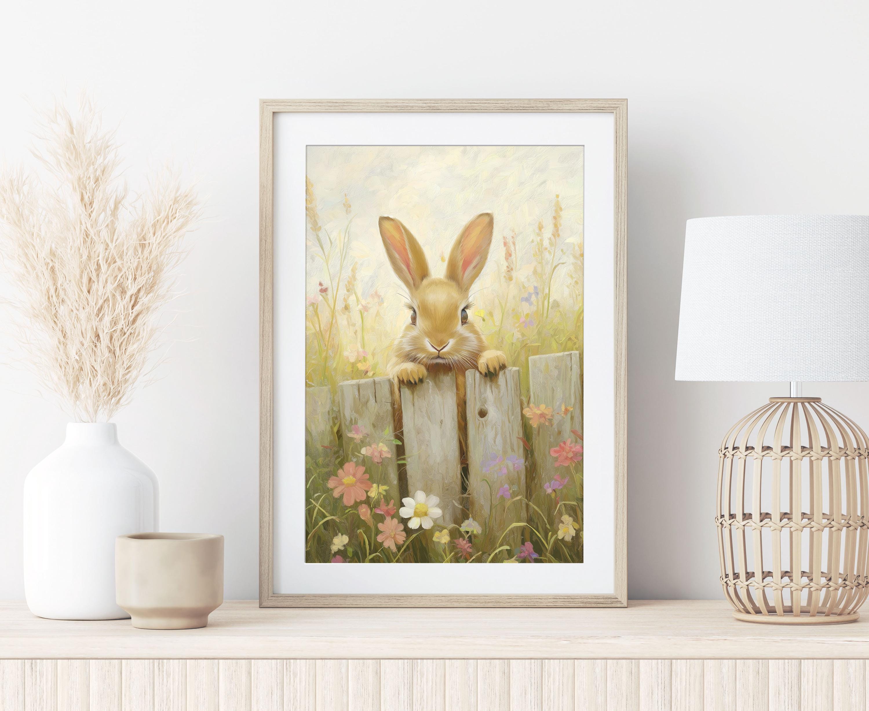 Vintage Rustic Easter Bunny, Spring Wall Art Printable, Farmhouse ...