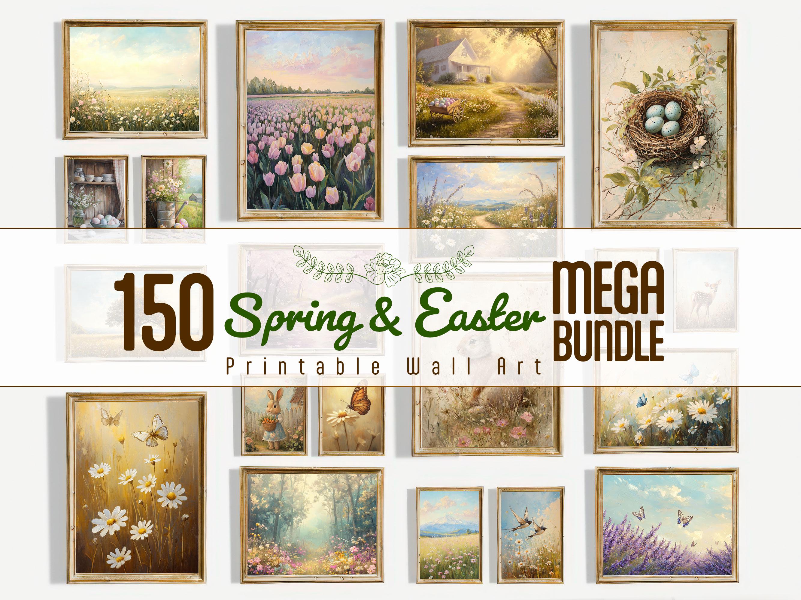 150 Spring Wall Art Bundle, Vintage Wildflower Farmhouse Prints, Mega ...