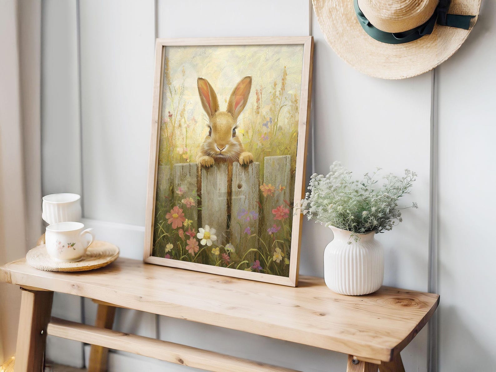 Vintage Rustic Easter Bunny, Spring Wall Art Printable, Farmhouse ...