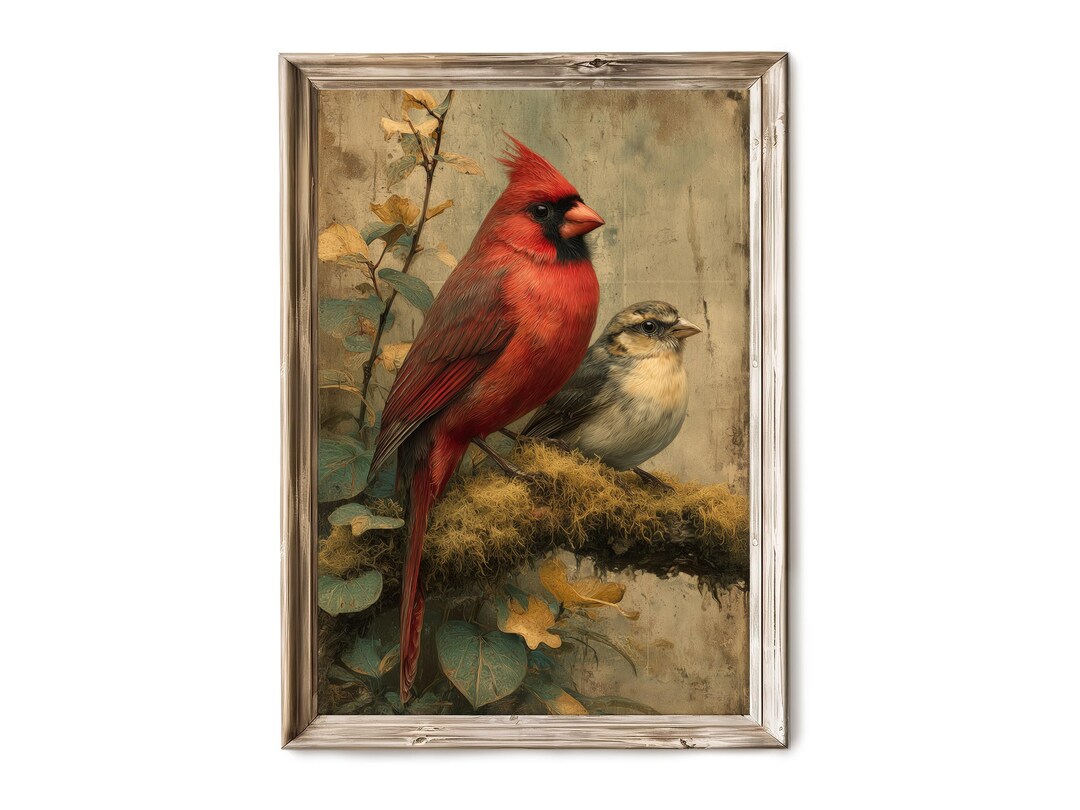 Rustic Fall Cardinal Bird Wall Art, Autumn Wildlife Decor V 450 - Etsy