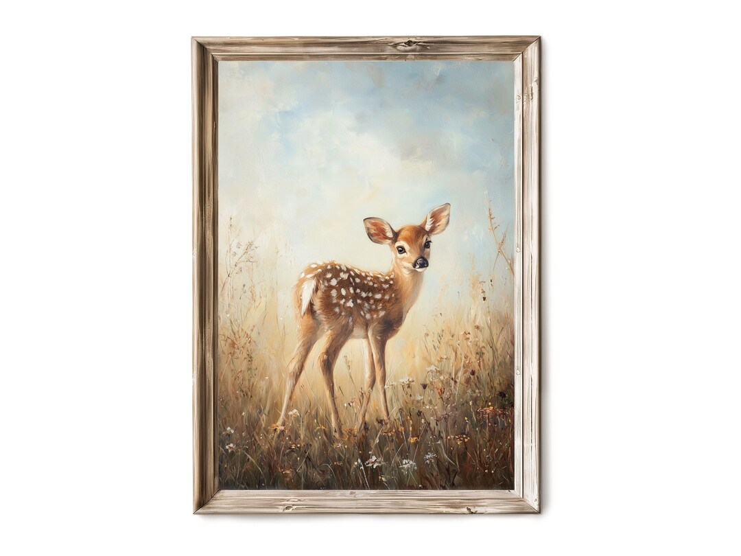 Vintage Spring Fawn Nursery Wall Art - Etsy