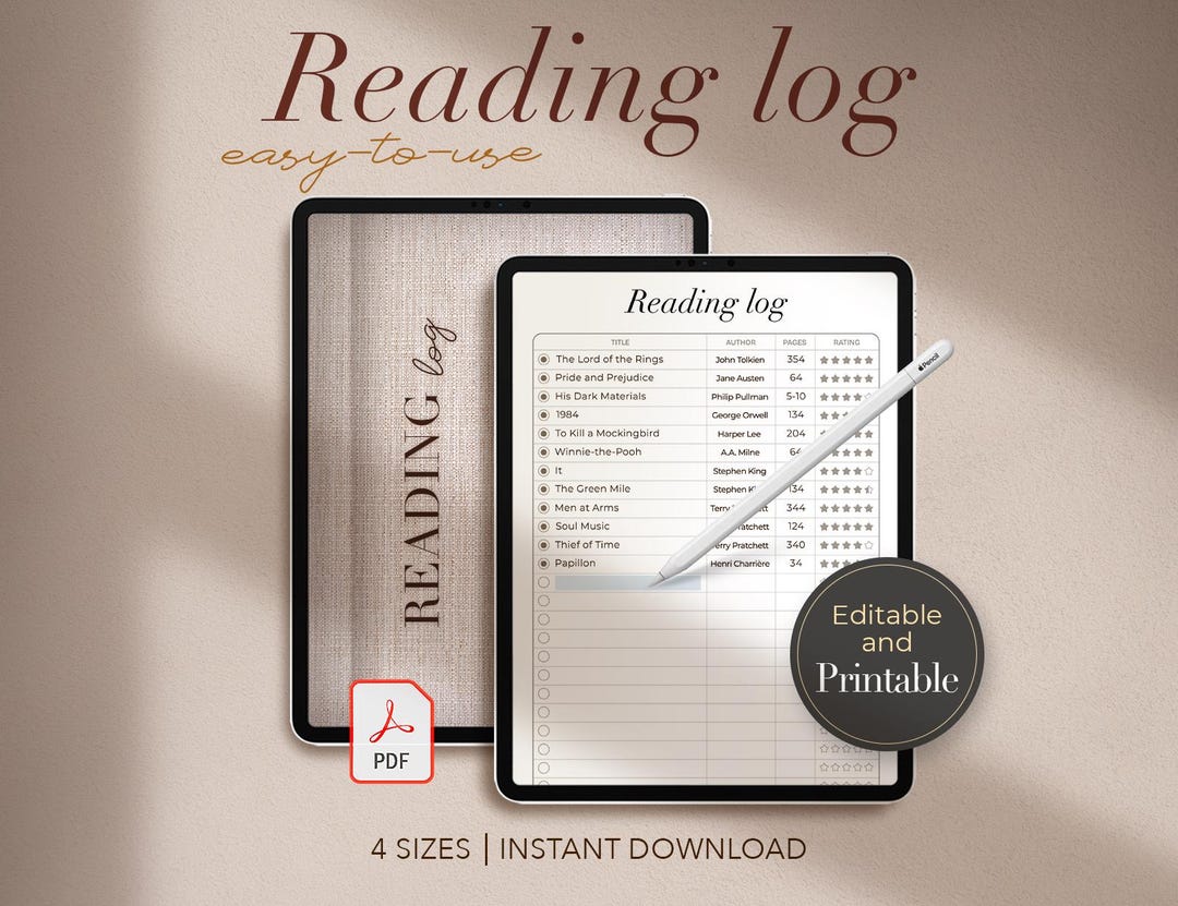 Reading Log Editable Books Tracker Simple Reading Journal Minimalist ...