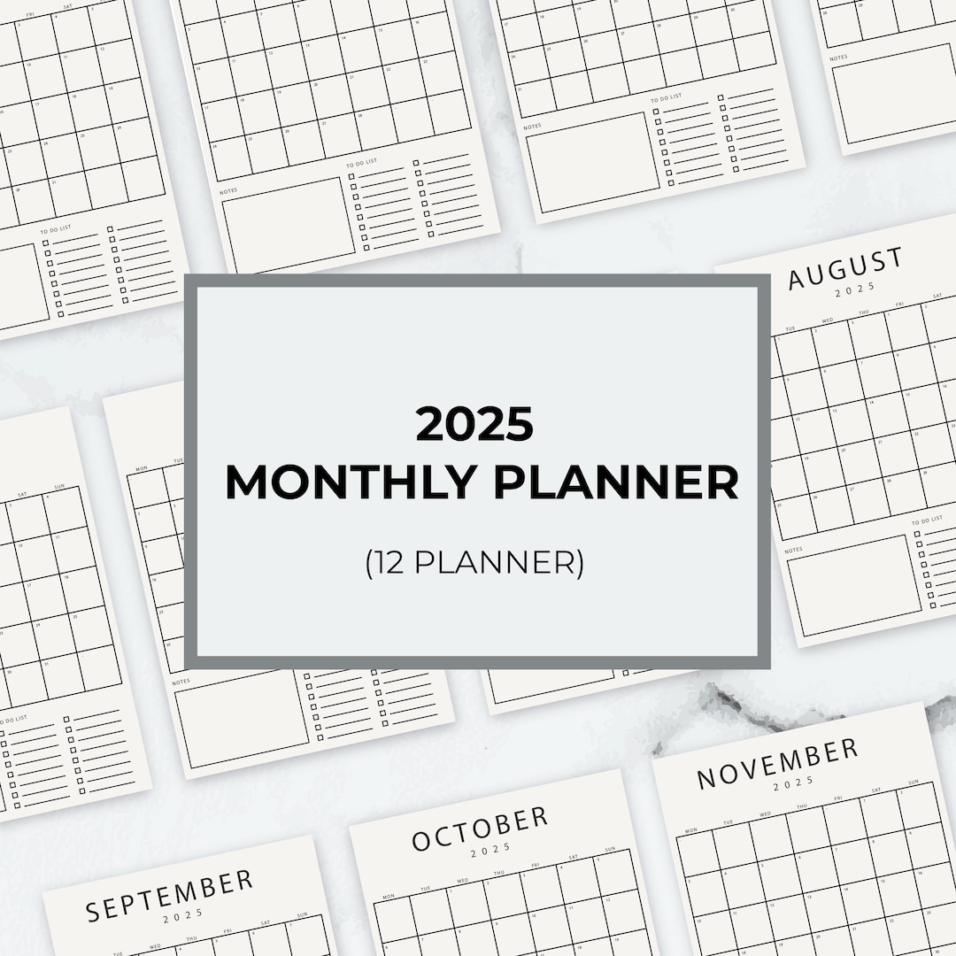 2025 Vertical Monthly Planner, Printable Calendar, Monthly Planner ...