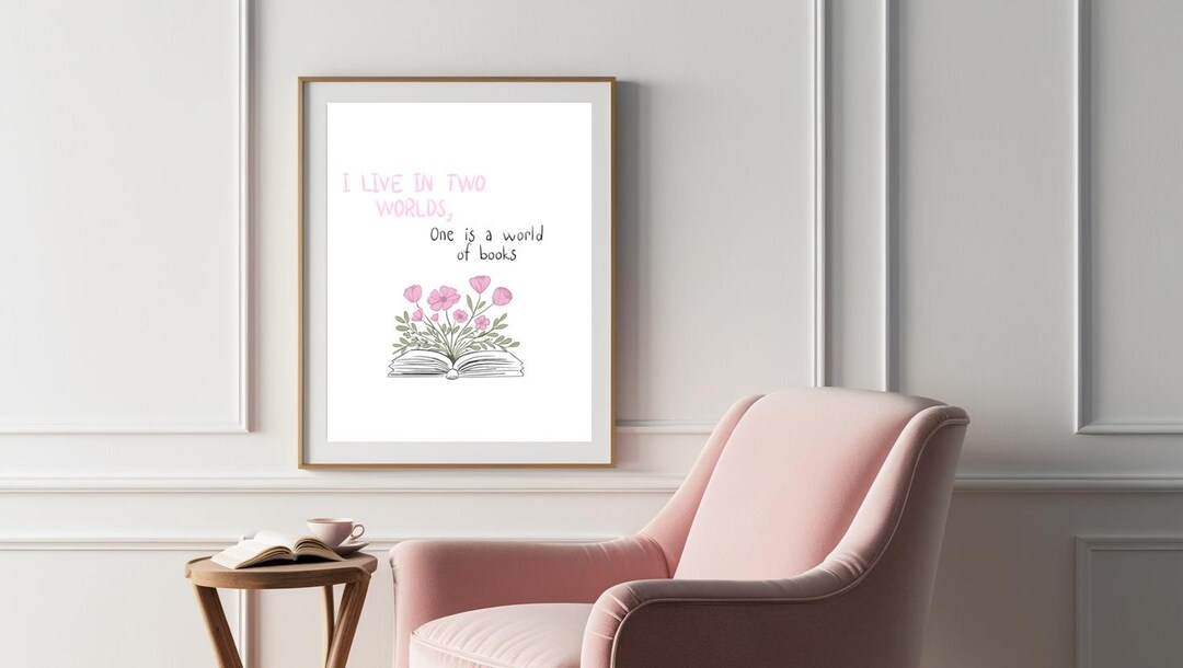Gilmore Girls Quote Wall Art | I Live in Two Worlds | Floral Book Wall ...