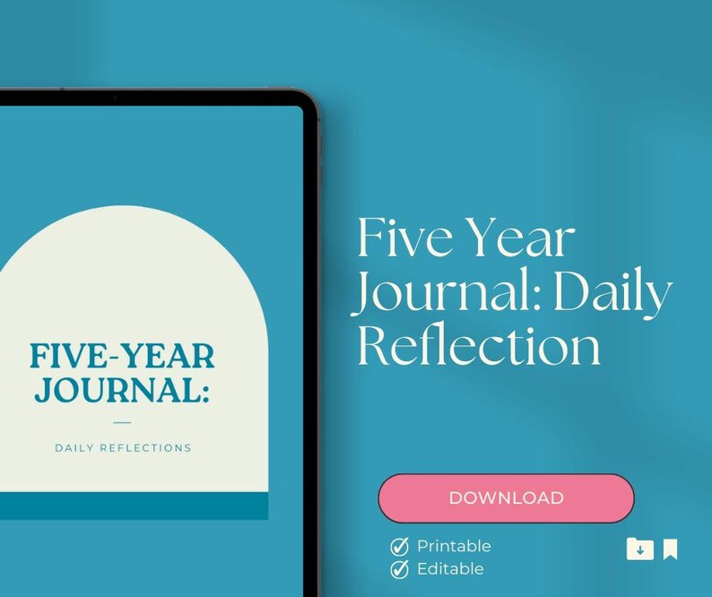 Editable and Printable Five-year Journal | Daily Reflections PDF ...
