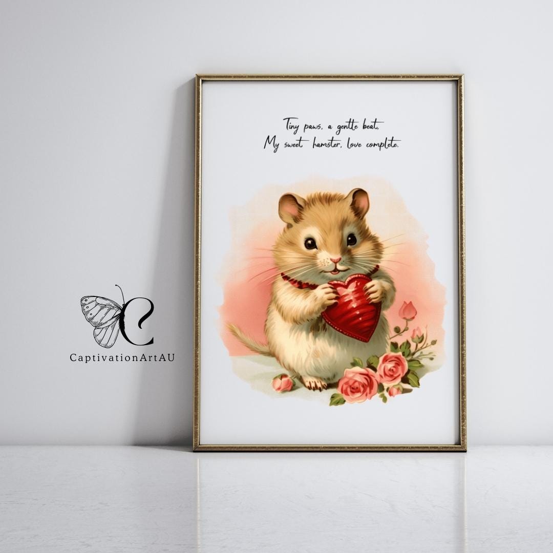 Lovely Hamster Wall Art - Minimalistic Poem Digital Download for High ...