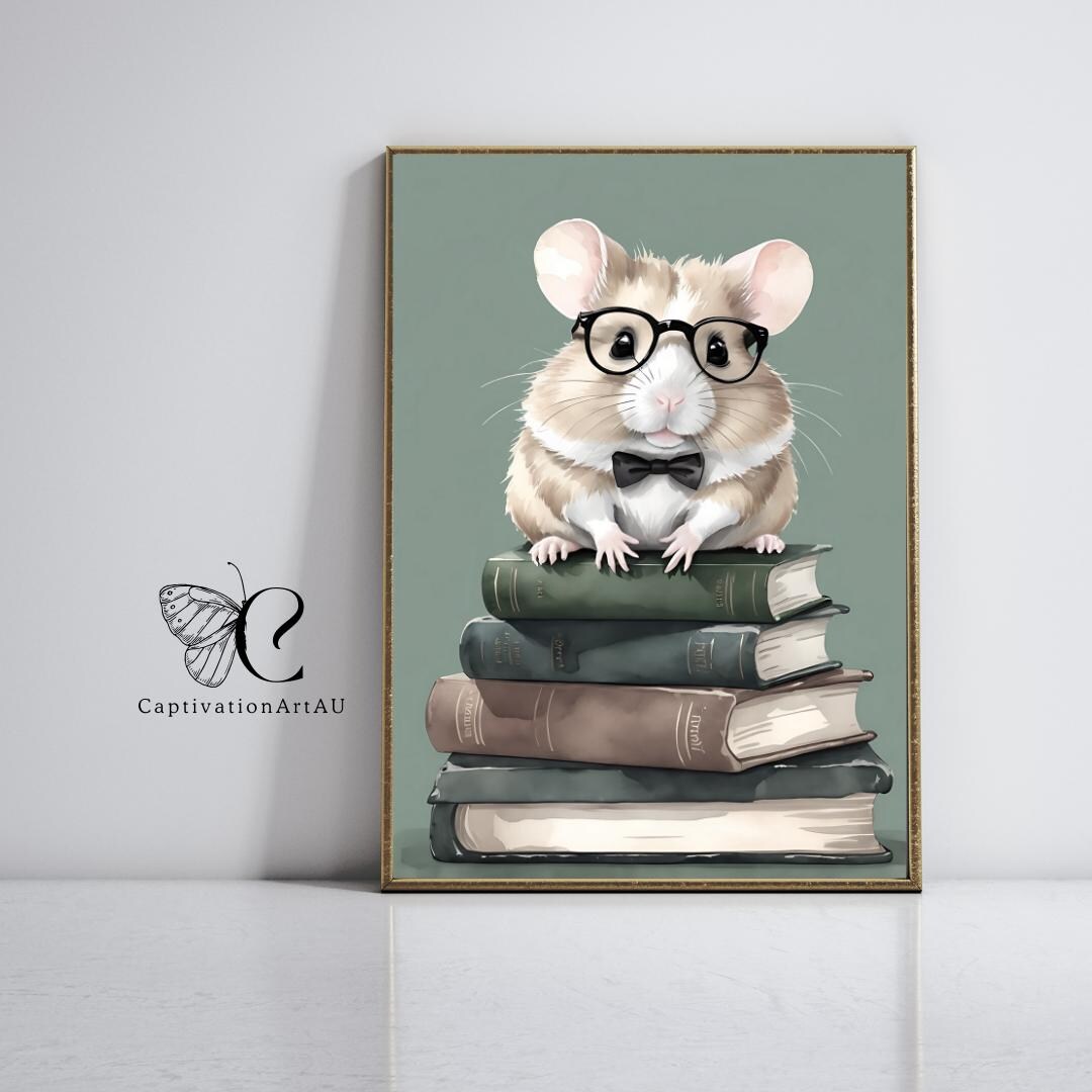 Watercolor Hamster Wall Art Portrait, Digital Download, Printable Wall ...