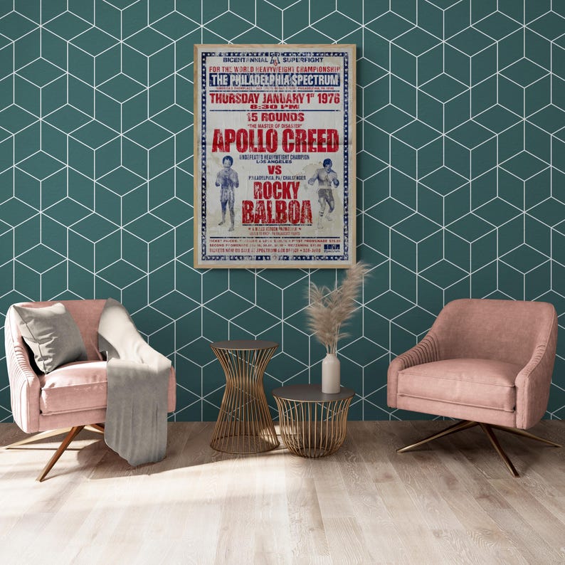 Apollo Creed VS Rocky Poster, Rocky Print, Apollo Creed Print, Movie ...