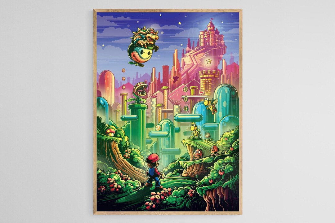 Super Mario Poster, Super Mario Decor, Super Mario Art, Digital Print ...