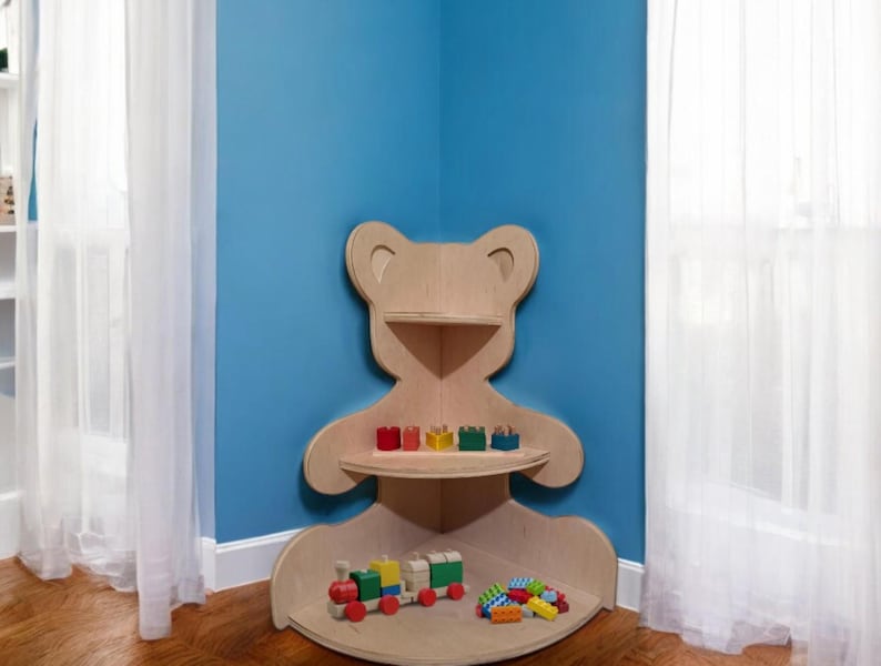 Maple Plywood Teddy Bear Corner Shelf | Kids Montessori Room - Etsy